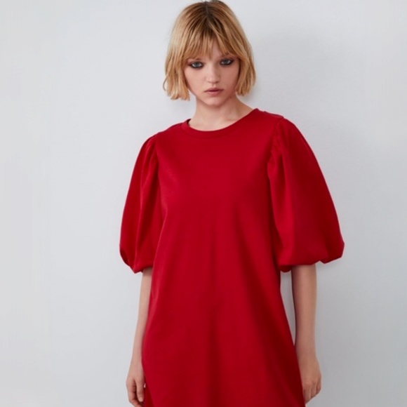 Zara | Dresses | Zara Girls Red Puff Sleeve Minidress | Poshmark